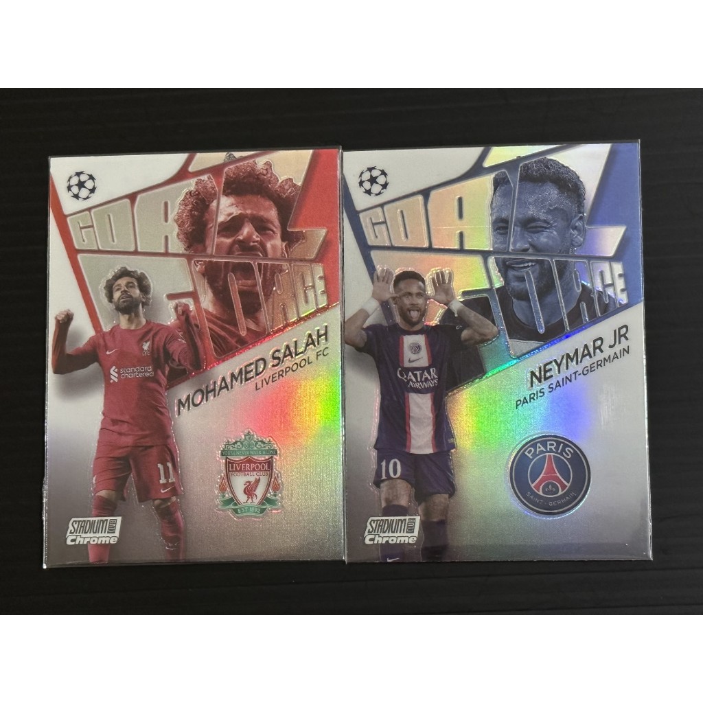 2022-23 Topps Stadium Club Chrome UEFA Neymar Jr / Muhammad Salah Goal ...