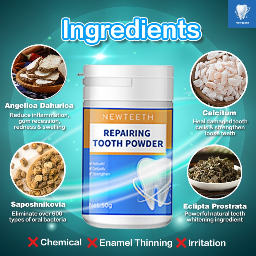 New Teeth | Teeth Whitening Tooth Powder Antibacterial Cleaning Herbal ...