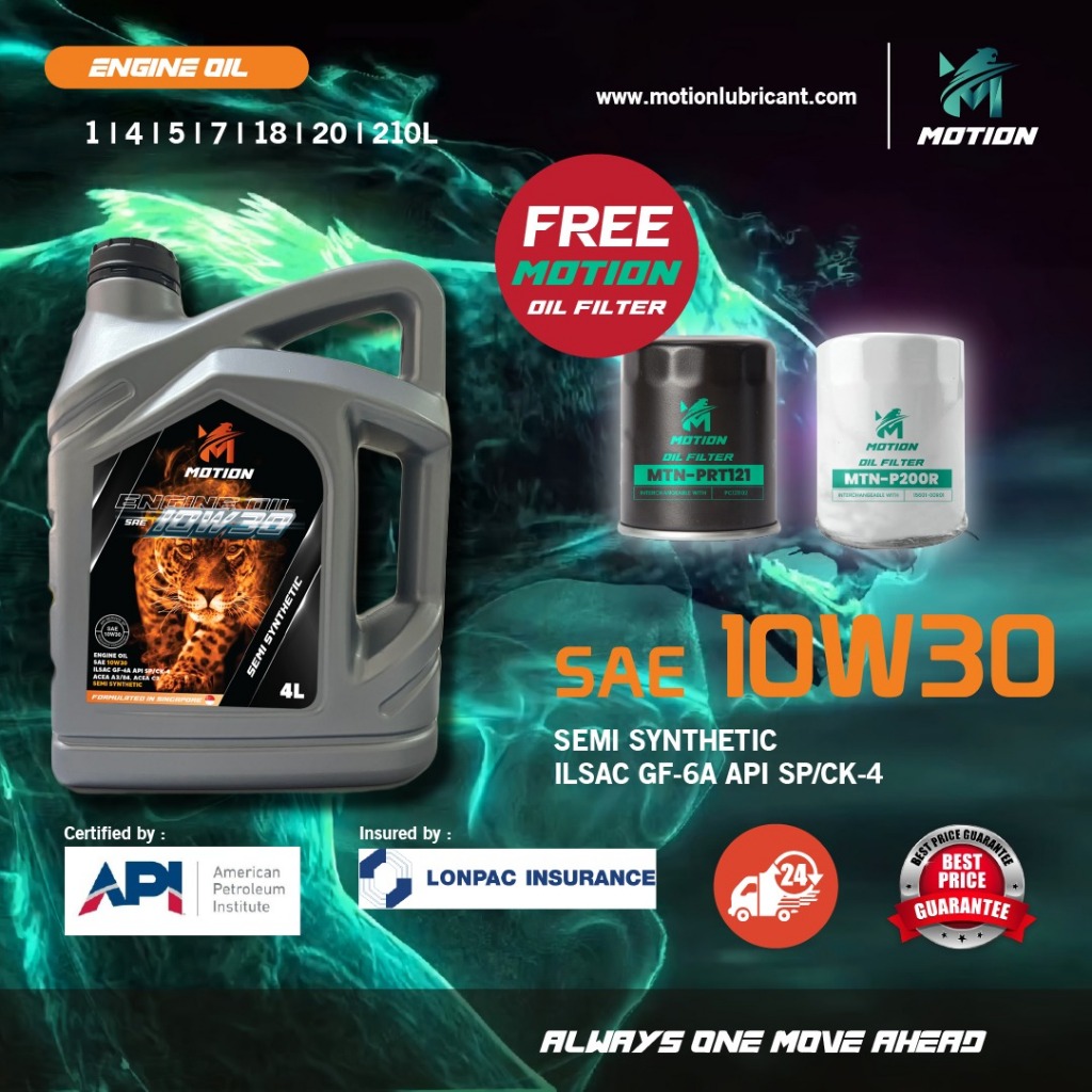 MOTION API SP Semi Synthetic Engine Oil Car Lubricant (10W30/3L/4L) | Shopee Malaysia
