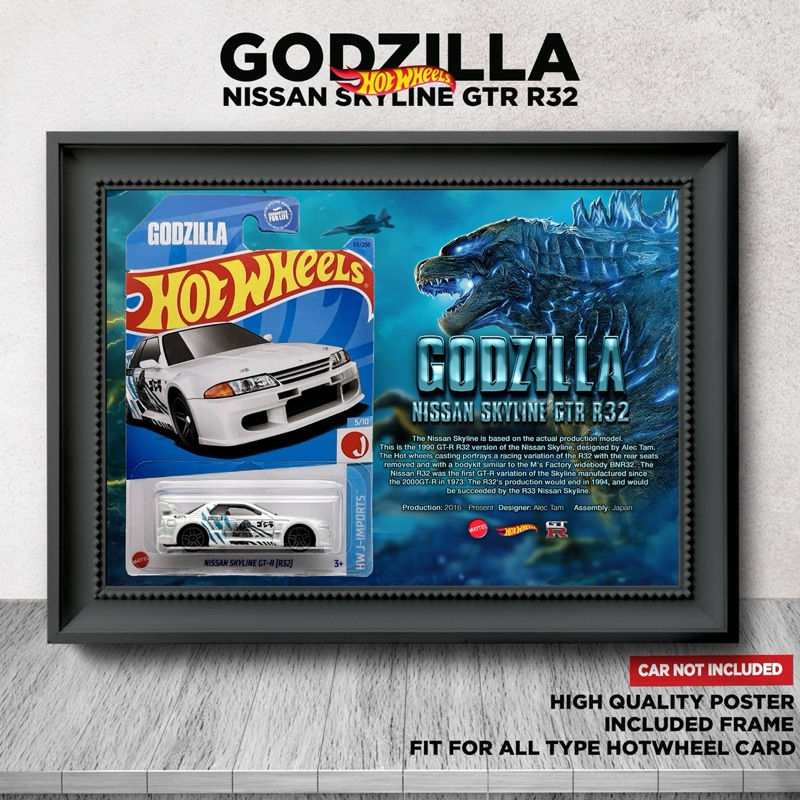 Frame Hotwheel Godzilla Nissan GTR R32 Poster With Frame | Shopee Malaysia