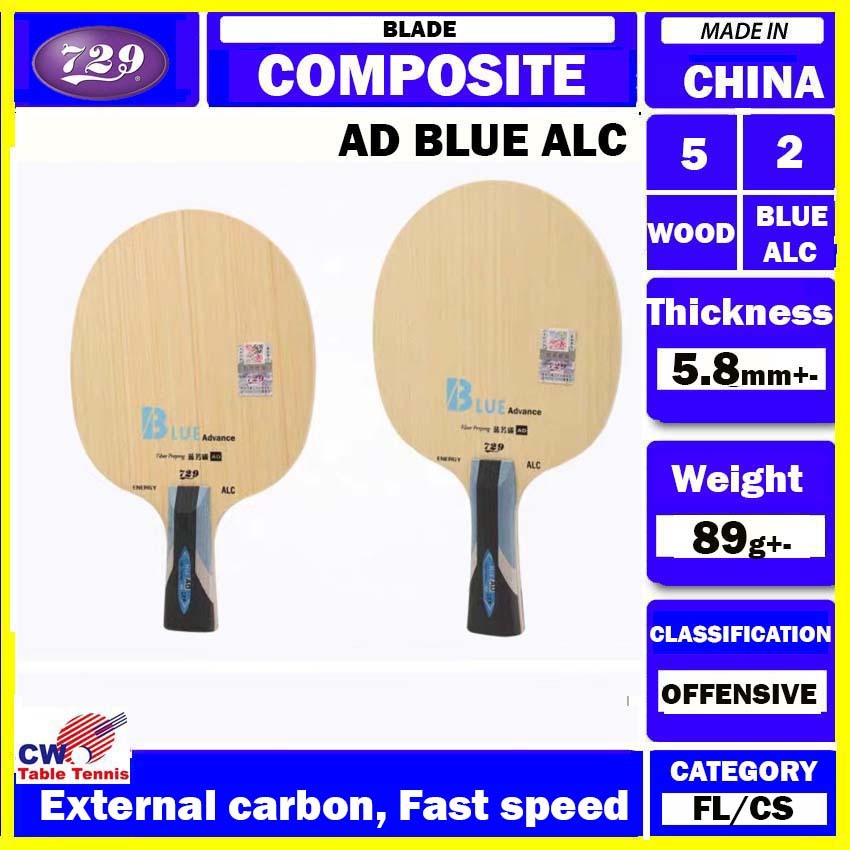 Friendship 729 Blue Advance ALC 5Wood 2ALC Table Tennis Bat Racket ...