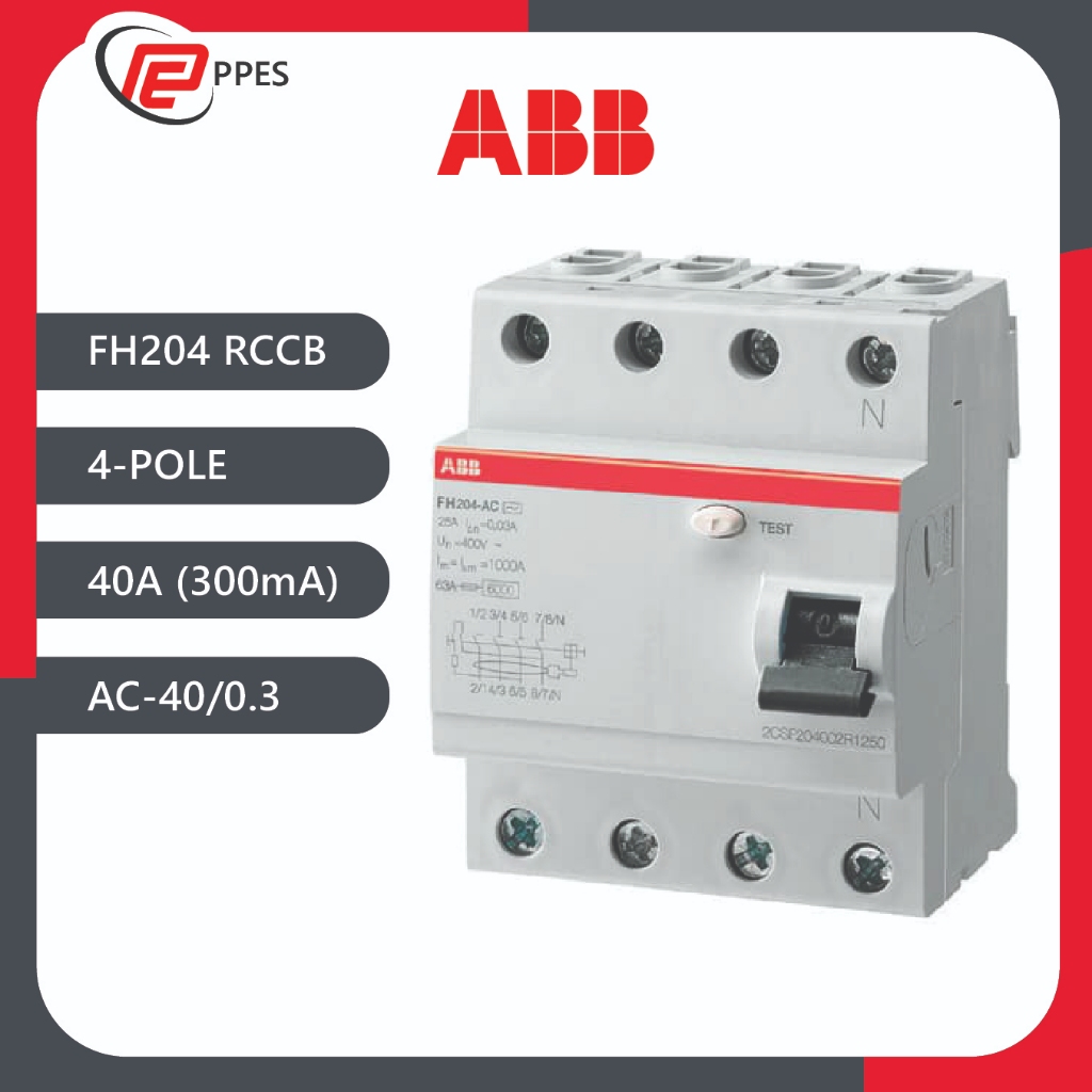 ABB RCCB/ELCB FH204 AC-40/0.3 (300mA) | 4 POLE (4P) | Shopee Malaysia