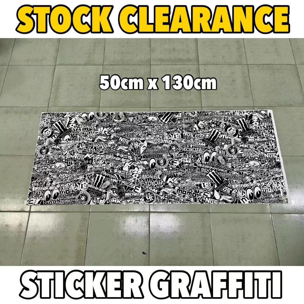 Sticker Graffiti DIY Black And White Style Stylish Stiker Car Kereta ...