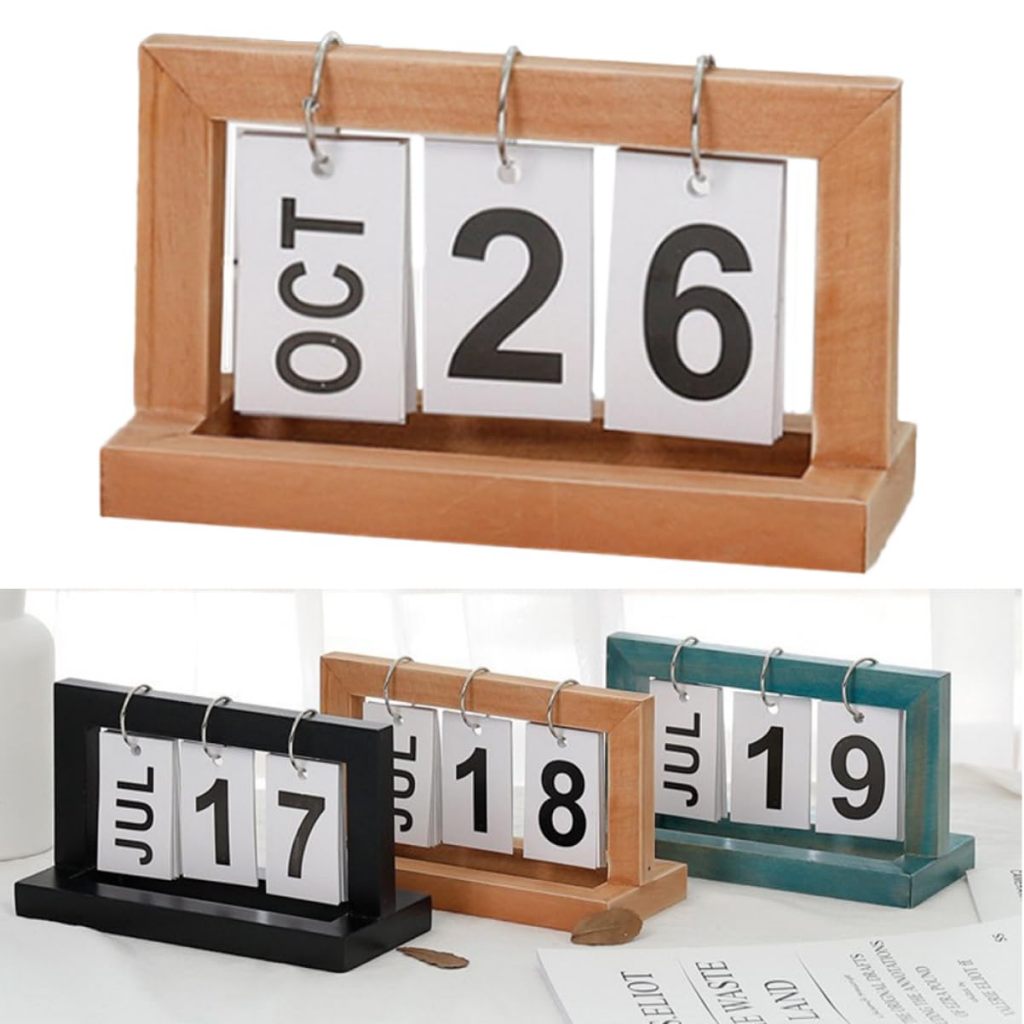 Dollhouse mini Wooden Calendar Nordic Multicolor Flipping Wooden Desk ...