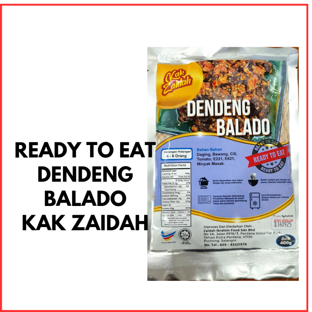 Dendeng Balado Kak Zaidah Ready To Eat RTE Convenience Pack Easy Travel ...