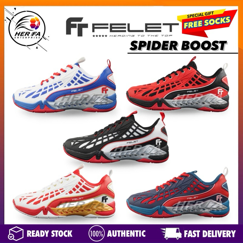 [FREE SOCKS] FELET Spider Boost / Galaxy Boost Badminton Shoes 100 ...
