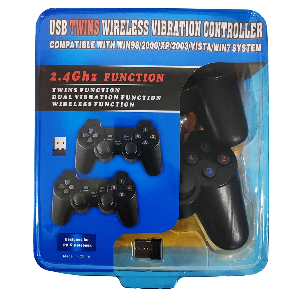 2.4GHz USB twins wireless game controller gamepad joystick support with ...