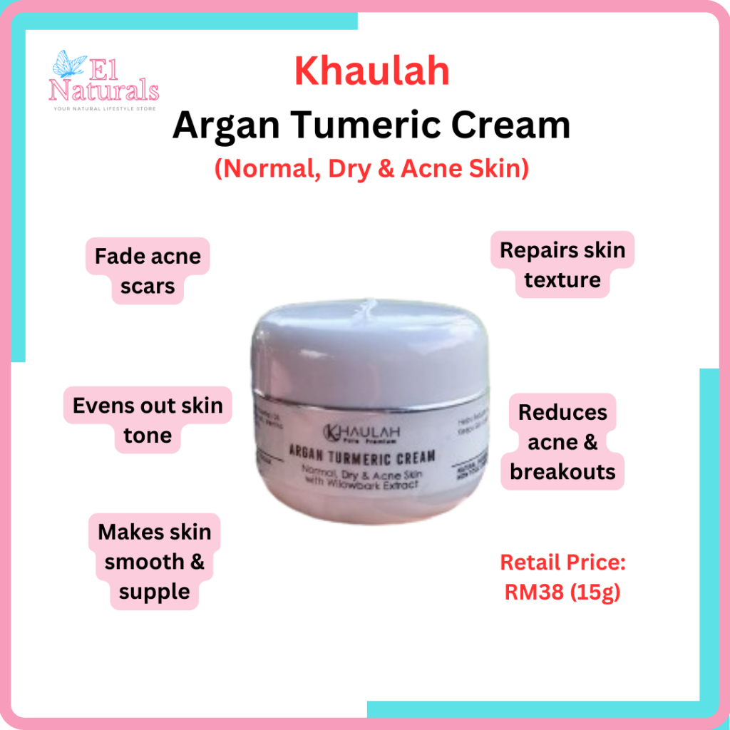 Khaulah Argan Turmeric Cream Moisturizer for Normal, Dry & Acne Skin ...