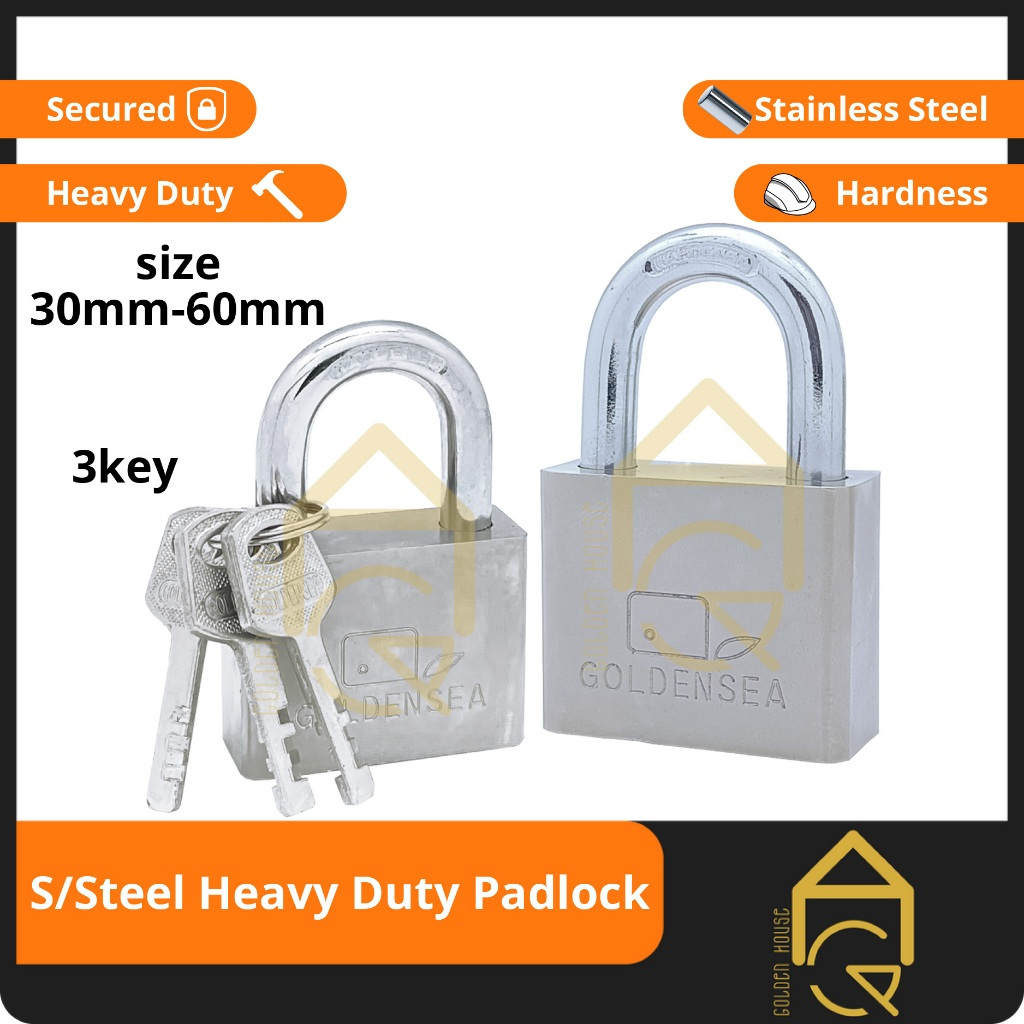 GOLDEN SEA High Security Padlock 50mm Stainless Steel Heavy Duty Brass ...