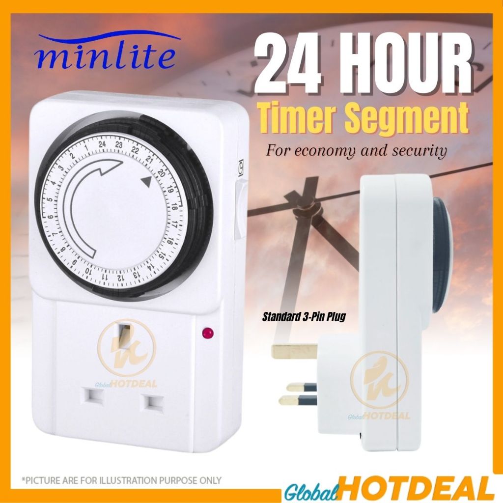 Minlite 1120 L0 24hour Segment Timer Switch Plug In Timer Switch Analog 24 Hour Compact Timer