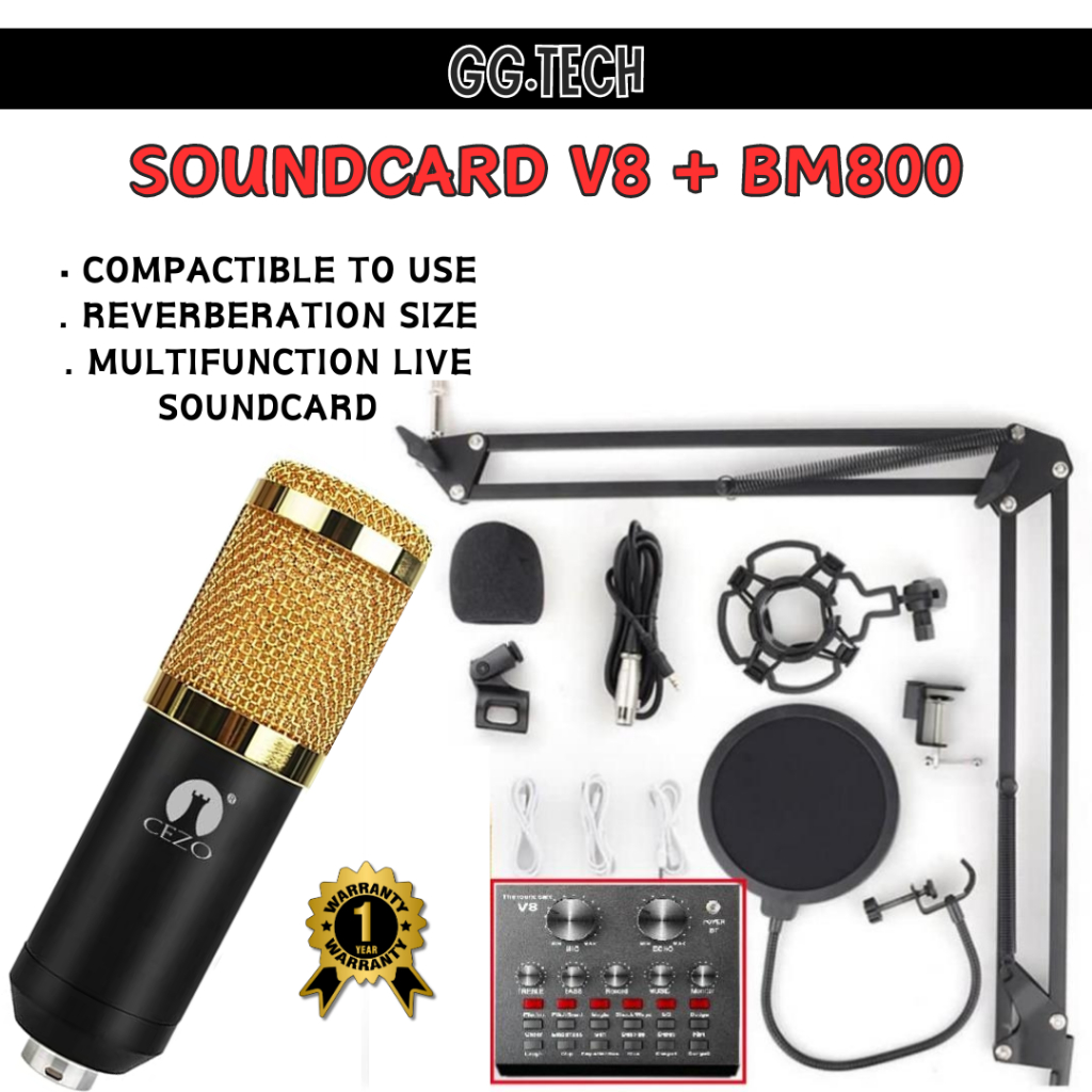 Bm800 Microphone V8 Sound Card Full Set Soundcard Usb Live Sound Mixer ...