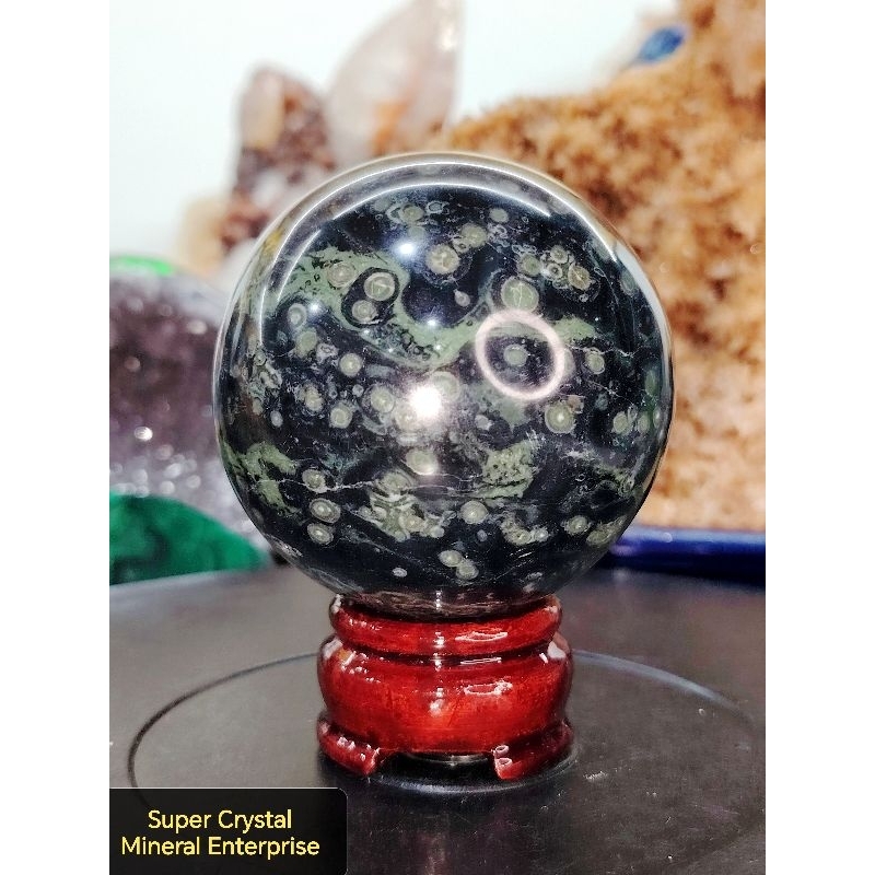 (Local Ready stock/本地现货)天然墨西哥高等级孔雀眼石水晶球Natural Mexico High Gred Nebula ...