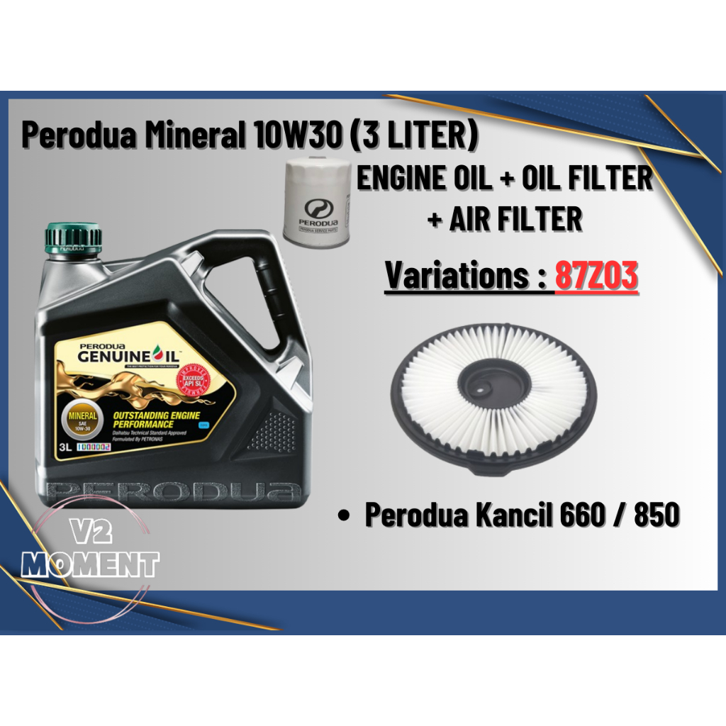 Perodua Mineral Oil 10w30 3L + Perodua Oil Filter + Air Filter | Shopee ...