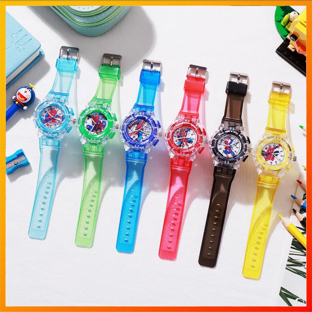 Spiderman Watch Elsa Frozen Watch Cartoon Kids LED Light Watch Children ...