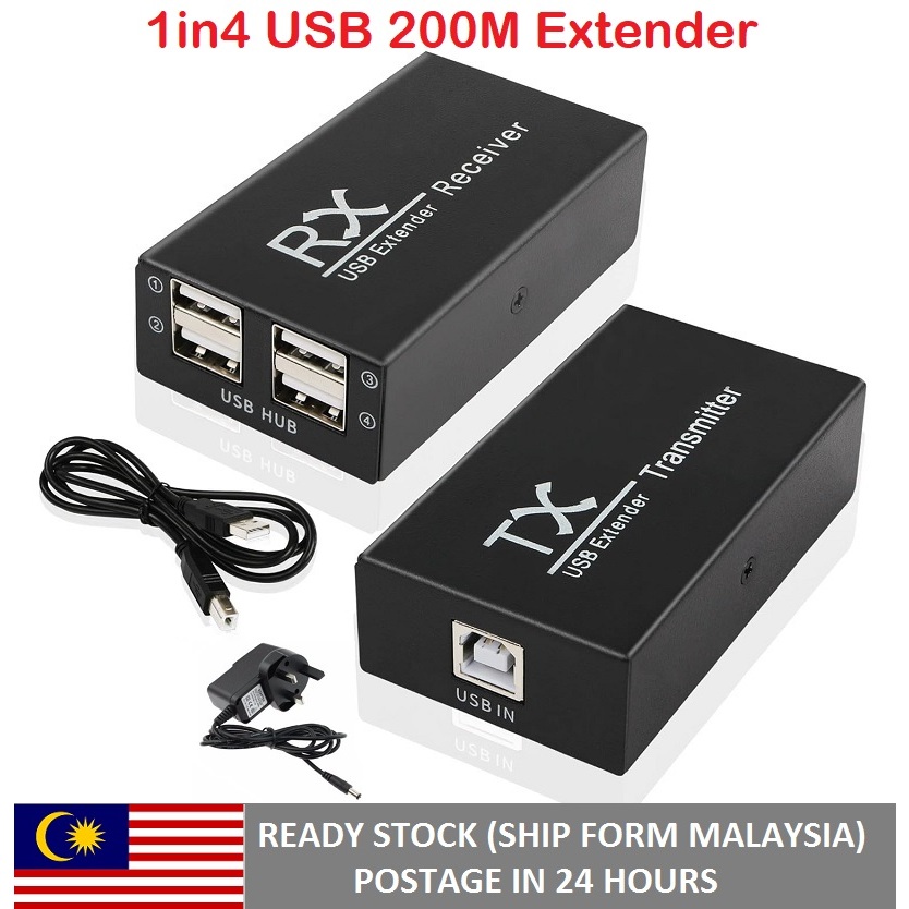 USB Extender Adapter 4 Port Up to 120M USB 2.0 Hub Extender Over RJ45 ...