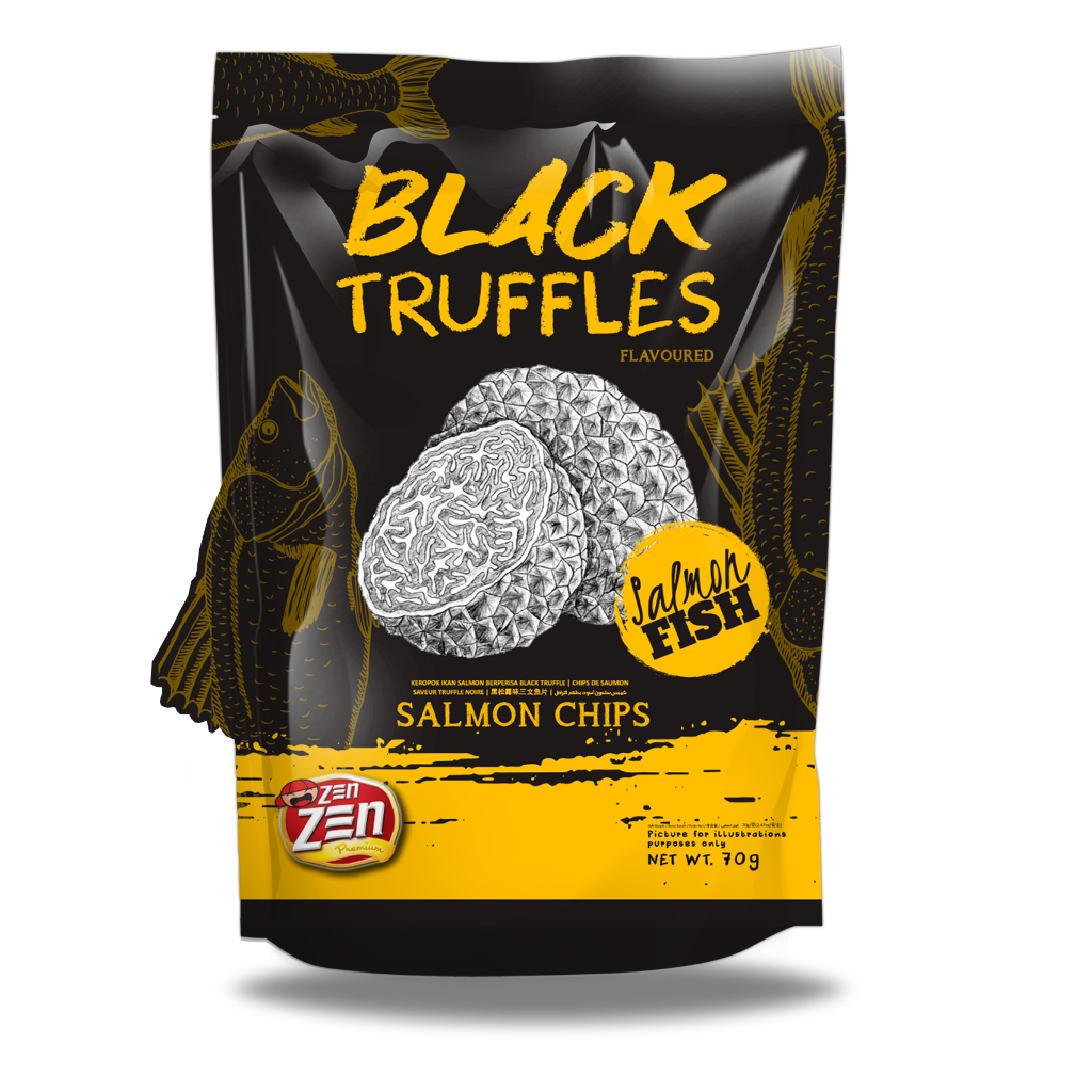 (HALAL)ZEN ZEN BLACK TRUFFLE FLAVOURED SALMON CHIPS | Shopee Malaysia
