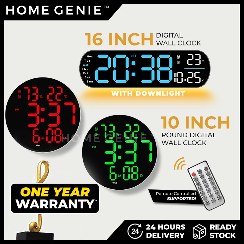 16 inch LED Remote Control Clock Digital Wall Alarm Clock Living Room ...