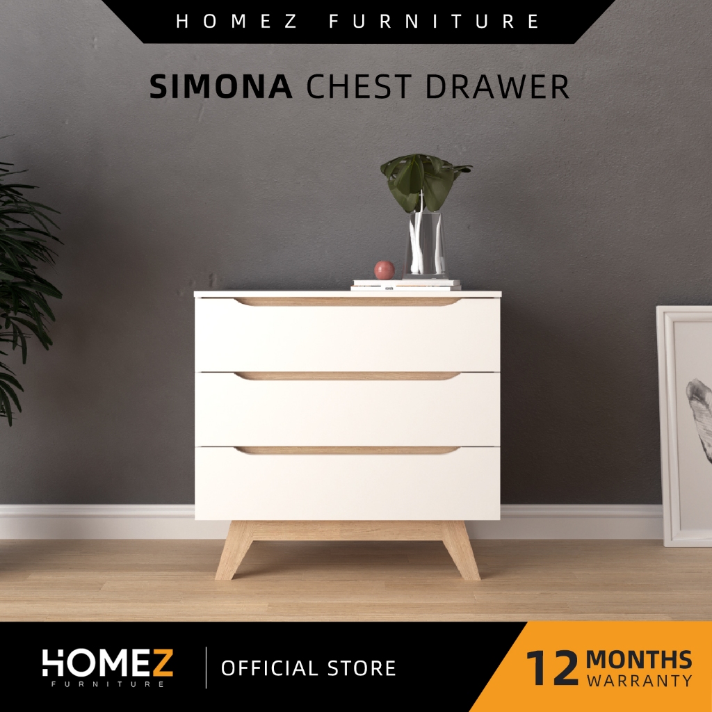 [FREE Shipping] Homez Simona Series Chest Drawer Particle Board with 3 ...