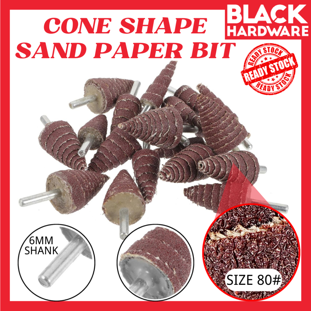 Black Hardware Polish Spiral Cone Drill Bit Sandpaper Sand Paper Flap Disc Wheel Rotary Tool Set Kertas Pasir Grinder Shopee Malaysia