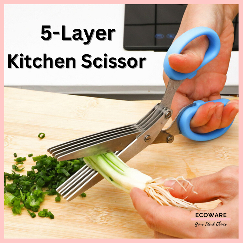 ECOWARE 5 Layer Kitchen Scissor Stainless Steel Herb Scissor Scissors ...