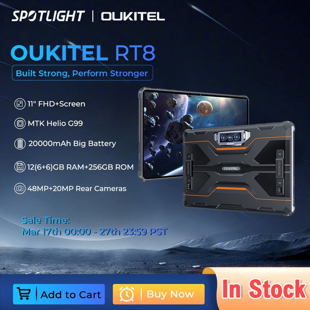 【Local】Oukitel RT8 Rugged Tablet 6GB+256GB Android 13 20000mAh 11" FHD+ ...