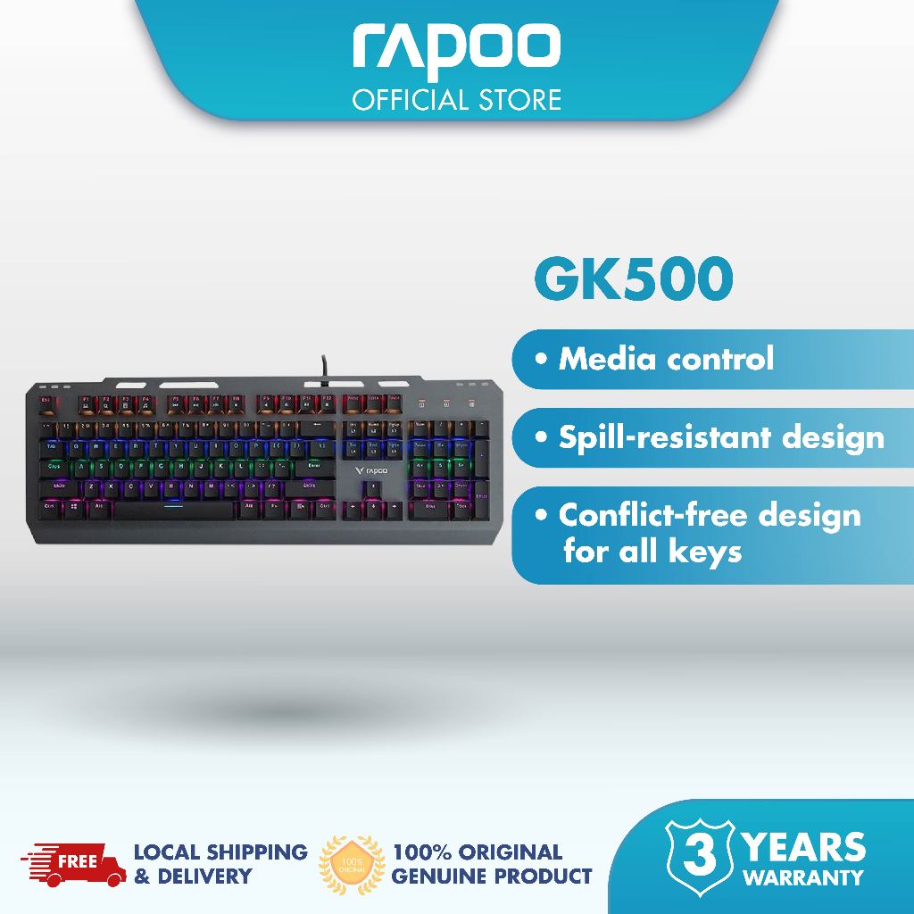 Rapoo Backlit Mechanical Gaming Keyboard GK500 | Shopee Malaysia