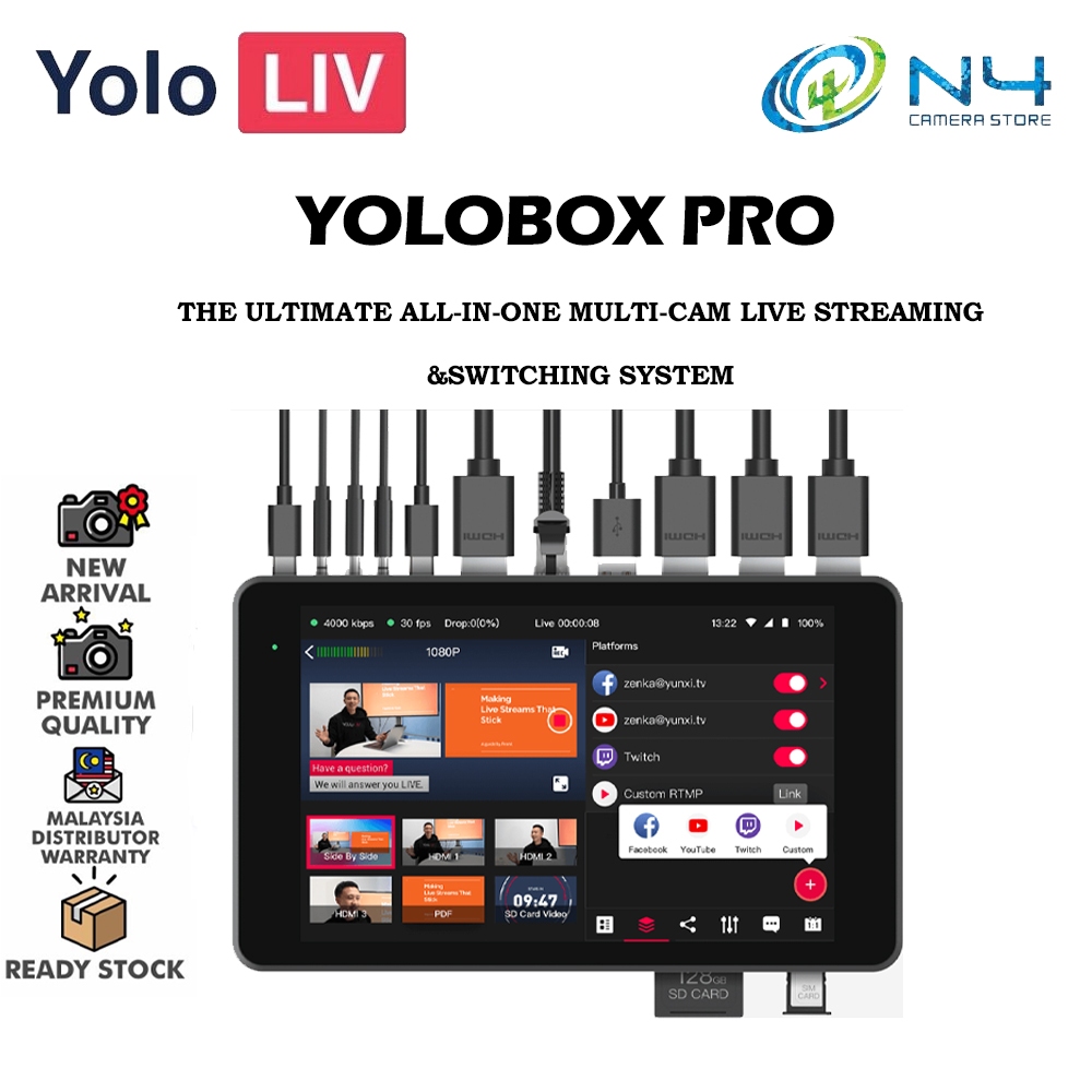 YoloLiv YoloBox Pro Portable Multi-Camera Encoder/Streamer Switcher/Monitor & Recorder | Shopee ...
