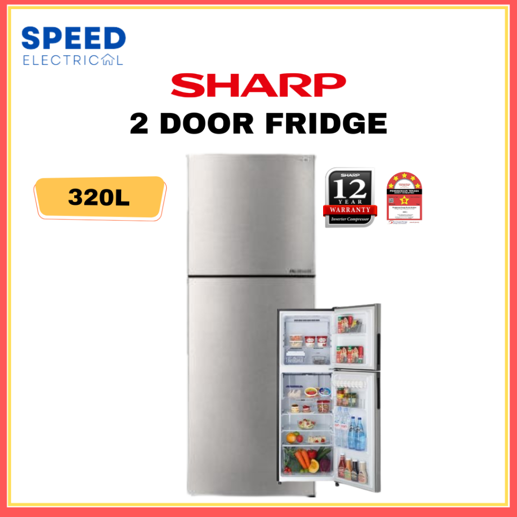 [SABAH ONLY] SHARP 2 DOOR FRIDGE 320L SJ3222MSS PETI SEJUK 320L 冰箱 ...