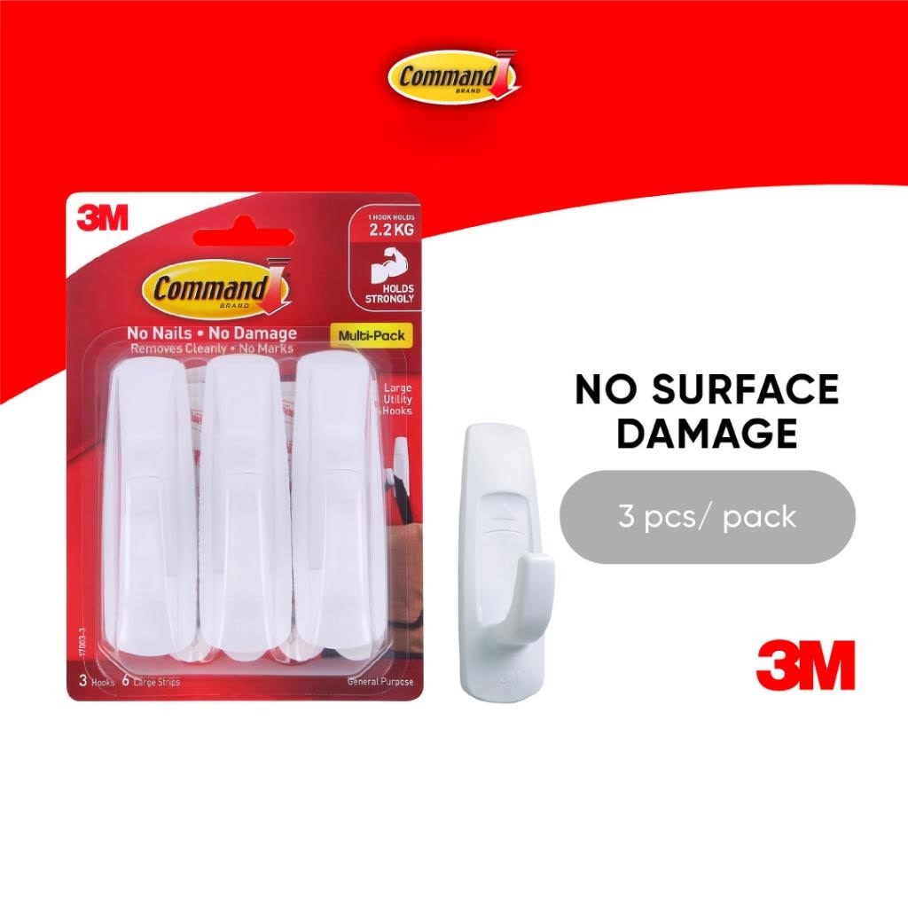 3M Command 17003-VP Wall Mounted Large Utility Hooks - Damage Free ...