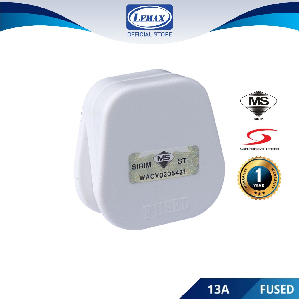[SIRIM] LMX 13A Plug Top Fused QUALITY 3 Pin 100% Sirim Approved YK-168 ...