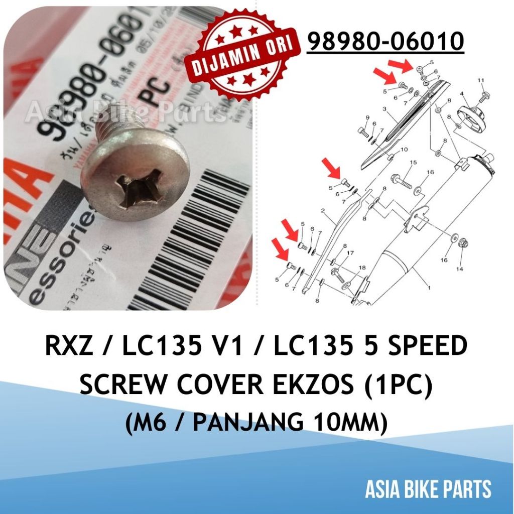 Yamaha Original LC135 V1 V2 V3 / RXZ Catalyzer Cover Exhaust Screw ...
