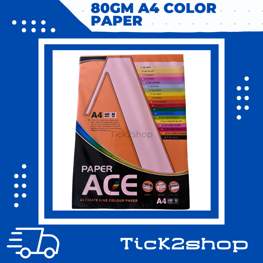 ACE 80gm A4 Color Paper IT 240 Safron (450's/ream) | Shopee Malaysia