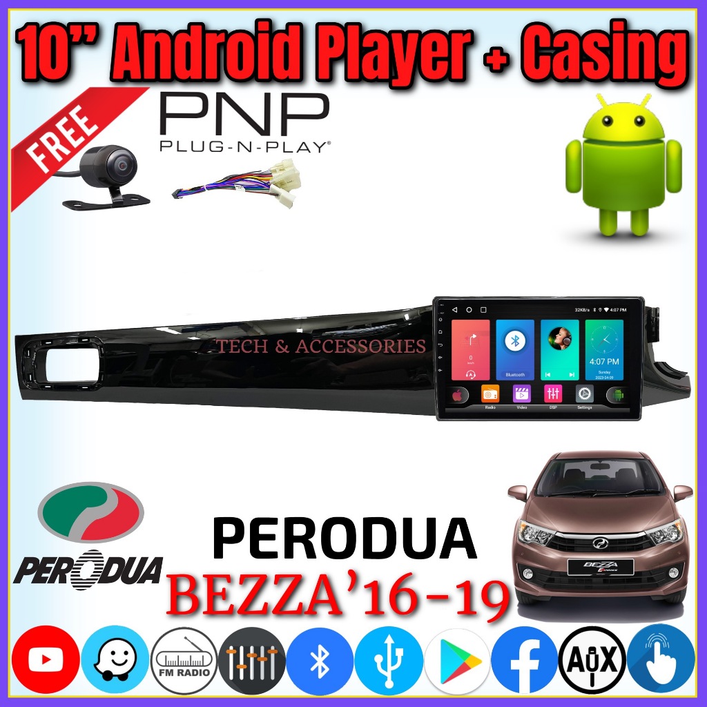Perodua BEZZA 2016-2019 (2GB/4GB Ram + 32GB/64GB) 10" Android 2-DIN Car ...