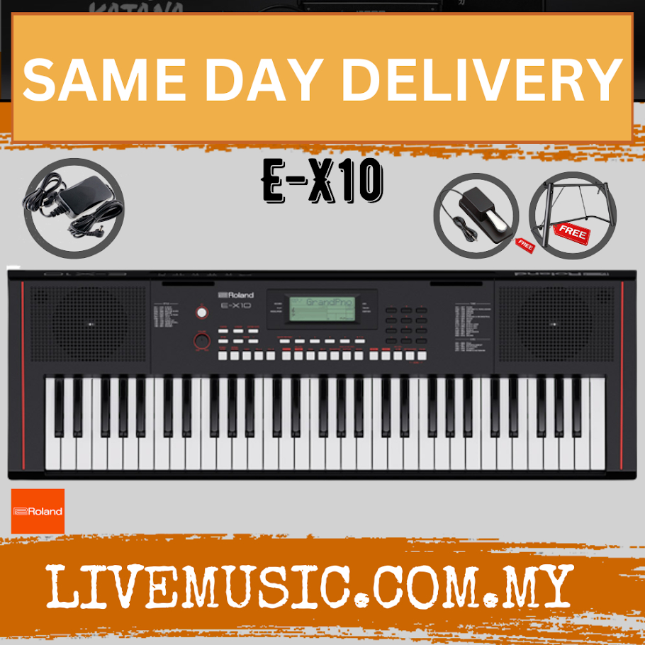 Roland E-X10 Portable Keyboard With Keyboard Stand, Damper Pedal And Adapter ( EX10 / E X10 ...