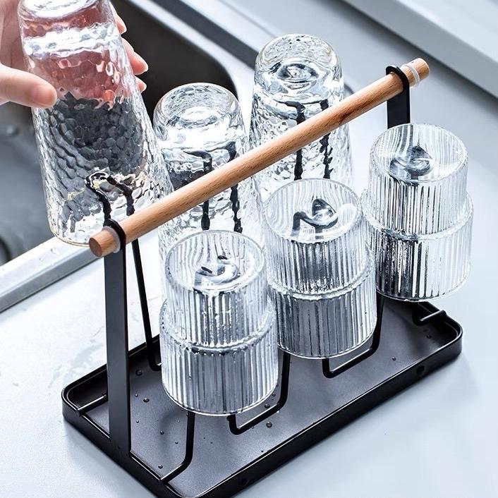 Cup Holder Wooden Handle Cup Holder Rack Cup Holder Kitchen Rak Cawan ...