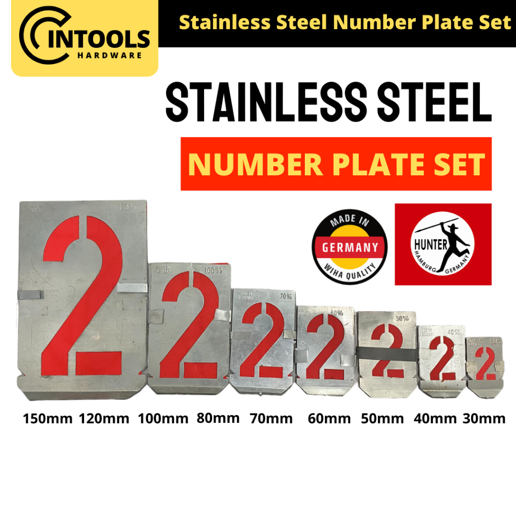 HUNTER Germany Stainless Steel Stencil Number Plate Set Automotive ...