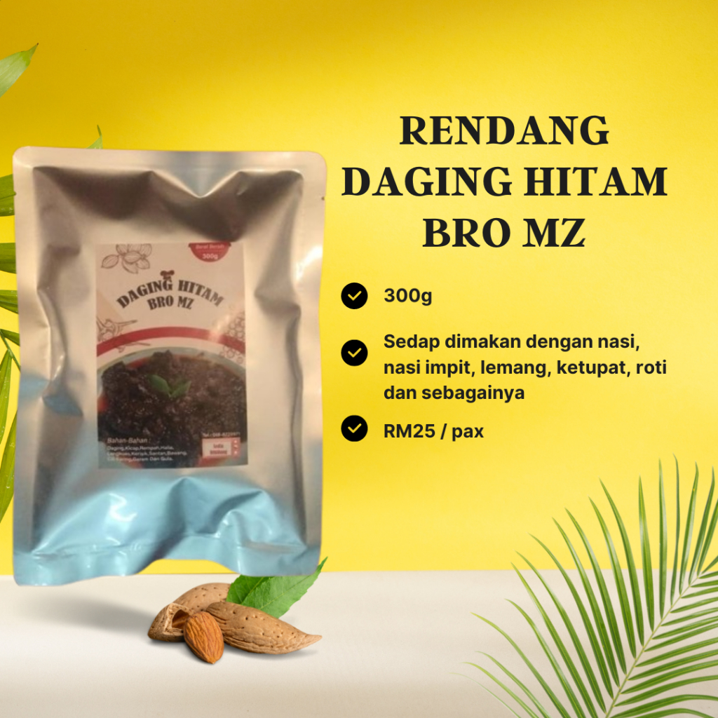 Ready To Eat 300g Pes Sambal Masak Rendang Tok Daging Hitam Dendeng ...