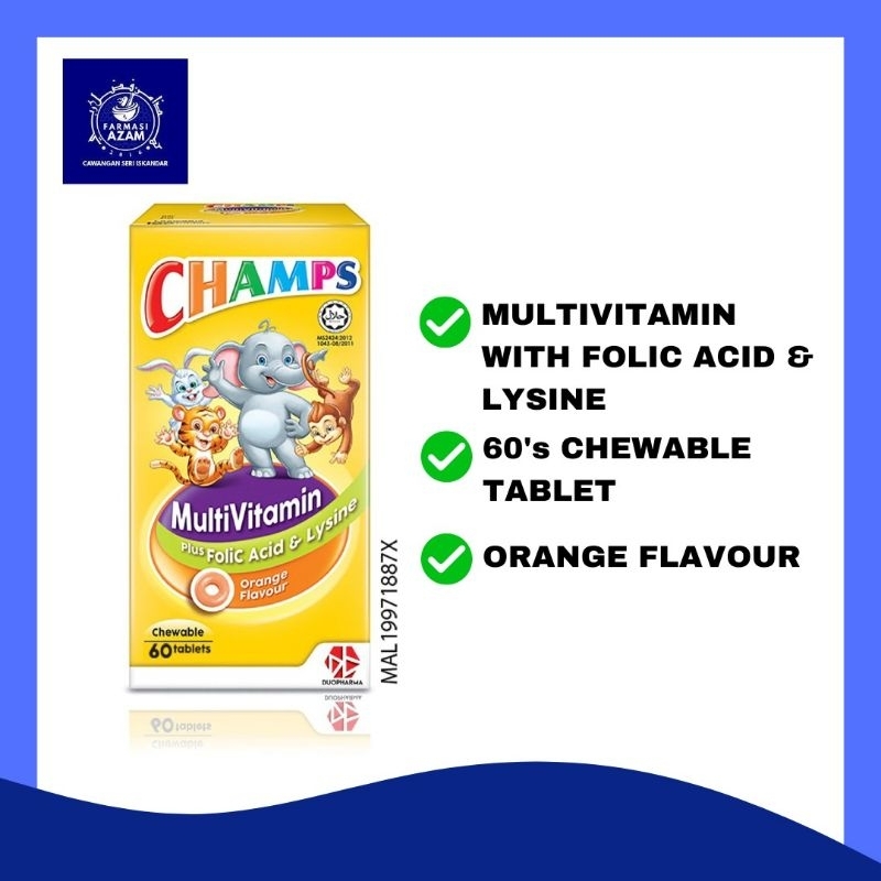Champs Multivitamins Plus Folic Acid & Lysine Chewable Tablet 60s ...