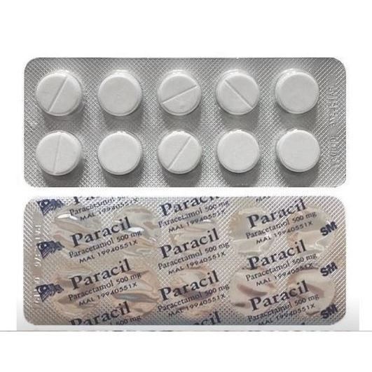 PARACIL PARACETAMOL 500/650 MG DEMAM / MIGRAINE / PENING KEPALA 10BIJI ...