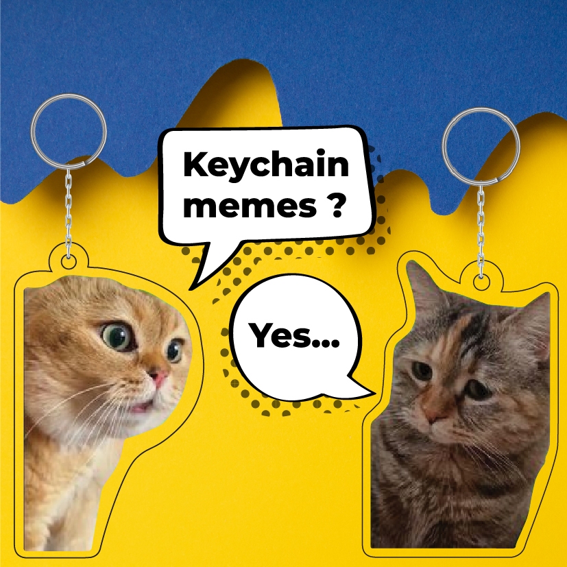 KEYCHAIN VIRAL MEME KEYCHAIN WITH SILVER O RING DECORATION GIFT ACRYLIC ...