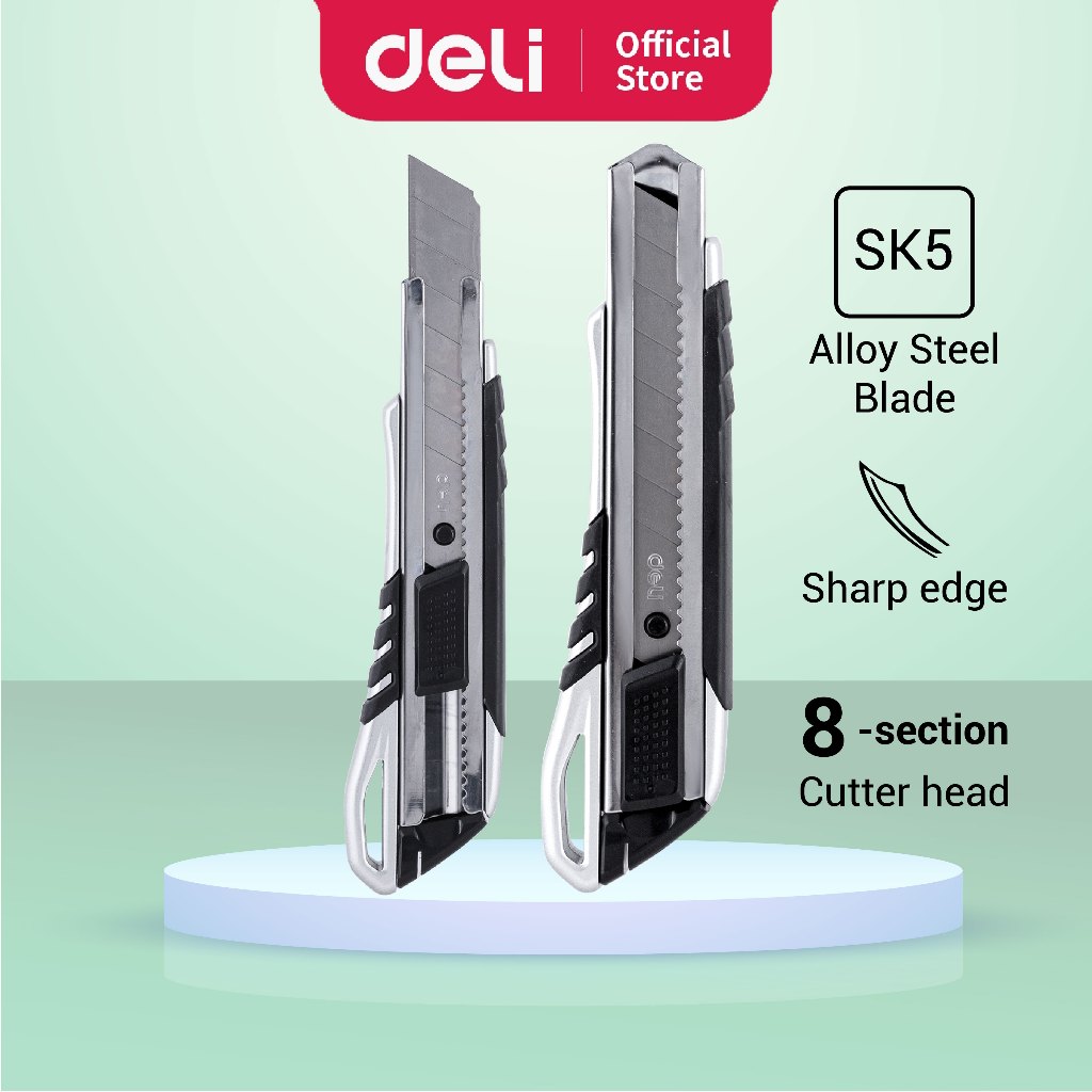 Deli Exceed Utility Cutter Knife with SK5 Steel Blade Alloy Body Mata ...