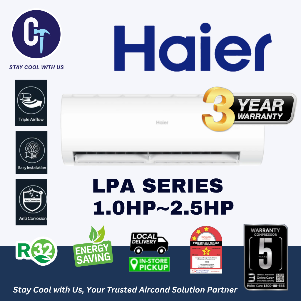 HAIER - NEW R32 INVERTER - UV COOL SERIES & NON-INVETER WALL MOUNTED AIR CONDITIONER (1.0HP~2 ...