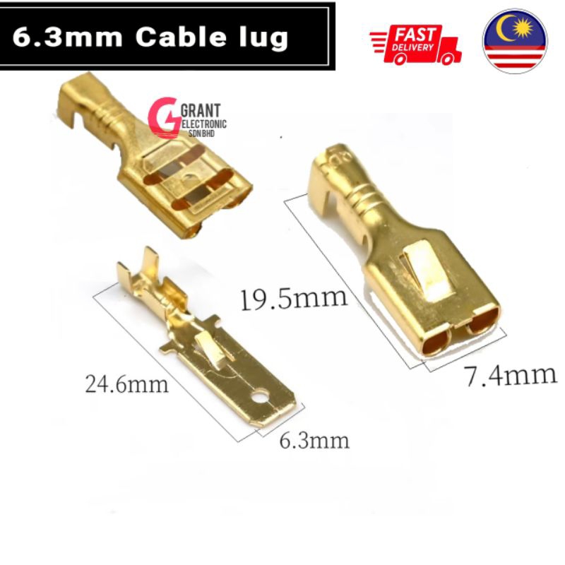 10pcs 6.3mm Cable Lug Wire Connector Female Male Plug Socket | Shopee ...