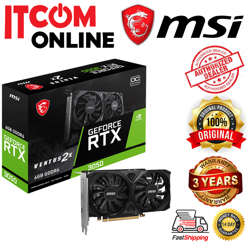 MSI NVIDIA RTX3050 6GB GDDR6 128BIT VENTUS 2X OC (912-V812-016) | Shopee Malaysia