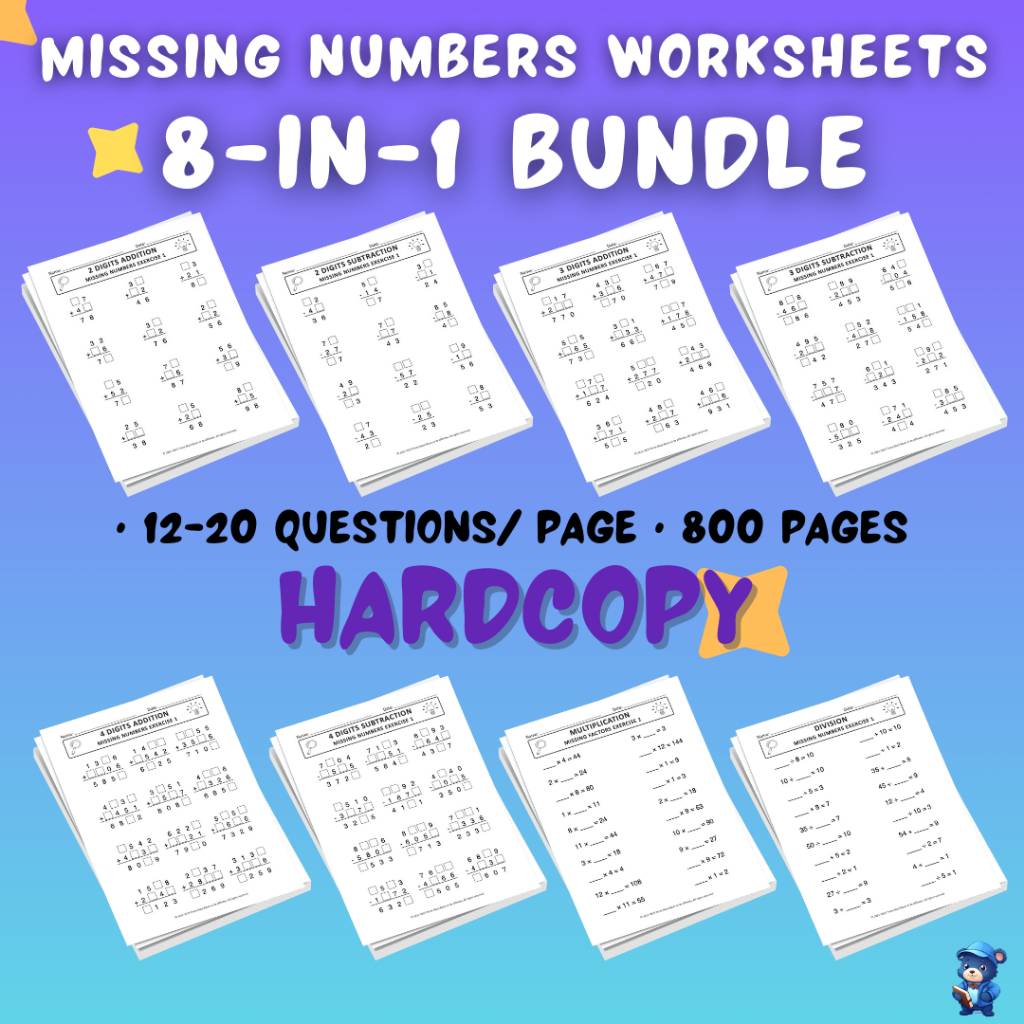[8-IN-1 Bundle] Missing Numbers Maths Worksheets | Addition ...