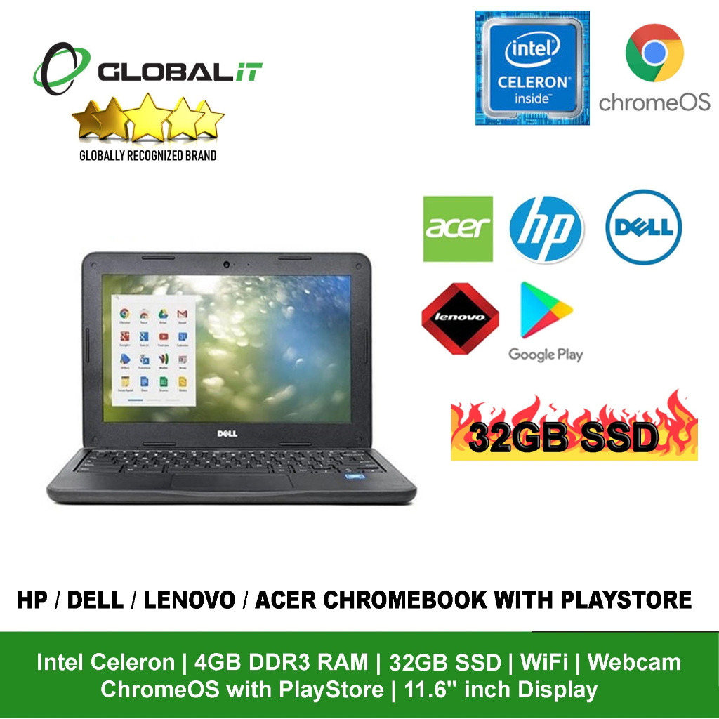 (Refurbished) HP / Dell / Lenovo / Acer Chrome Laptop / Intel Celeron ...