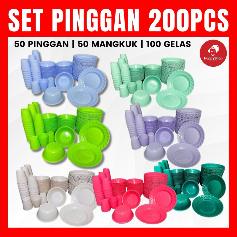 DINNER SET 200 PCS READY STOCK | SET PINGGAN MURAH | GELAS, PINGGAN ...