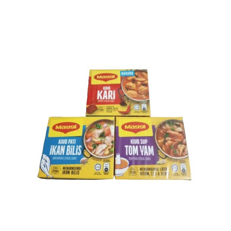 Kiub Pati Ikan Bilis Sup Tomyam Dan Kari Maggi 6 kiub Perbox | Shopee ...