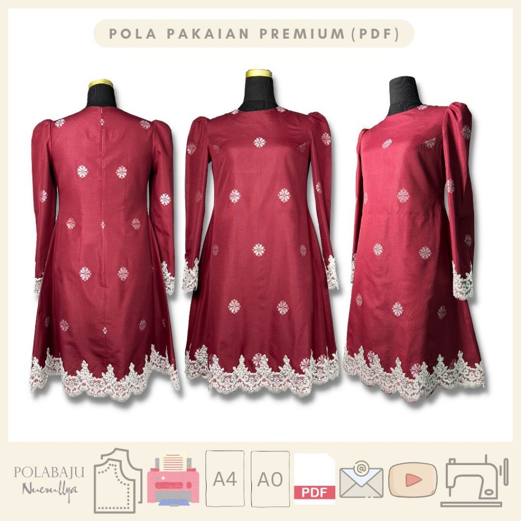 POLA PDF BAJU KURUNG AYLA (SOFTCOPY) >POLA BAJU SAHAJA