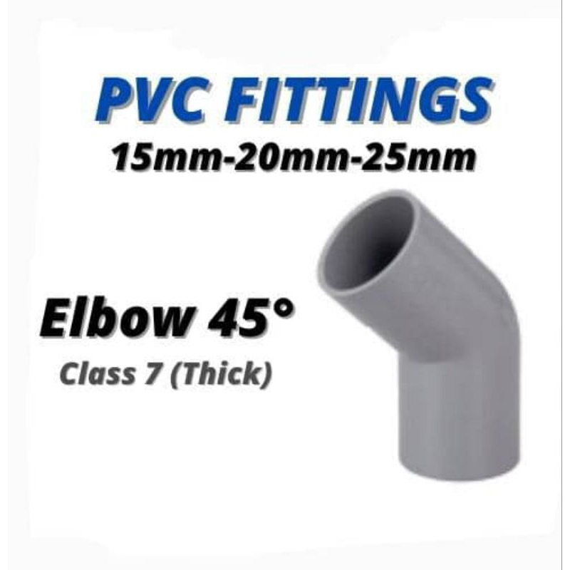 BBB Brand PVC 45 Degree Elbow 1/2" 3/4" 1" (15mm 20mm 25mm) | Shopee Malaysia